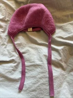 Nostebam | Accessories | Wool Pink Infant Hat With Ties | Poshmark